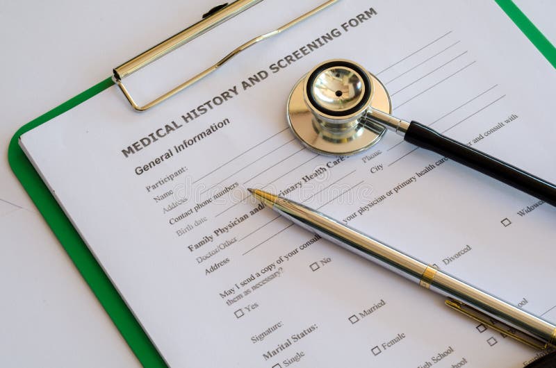 Medical History Form and a Doctor S Stethoscope. Stock Image - Image of ...