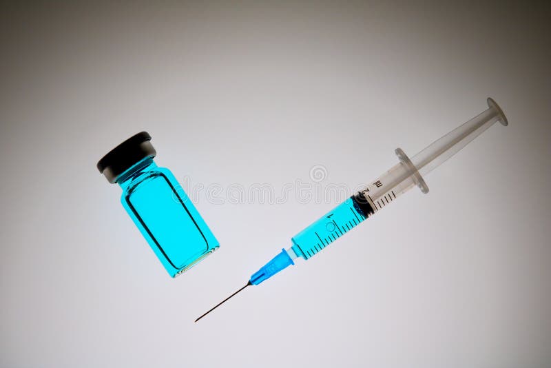 Medical Hypodermic Syringe in Blue Colour with Needle. Stock Photo ...