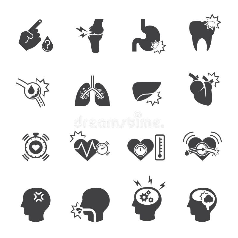 Medical icon set, Pain stock vector. Illustration of headache - 62432095