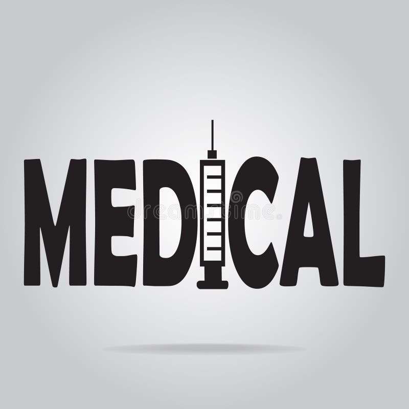 Medical Icon, Text and Syringe Vector Illustration Stock Vector ...