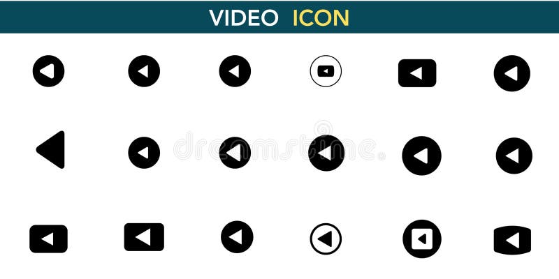 Video Play Button Icons Set - Triangular Media Controls, Streaming ...