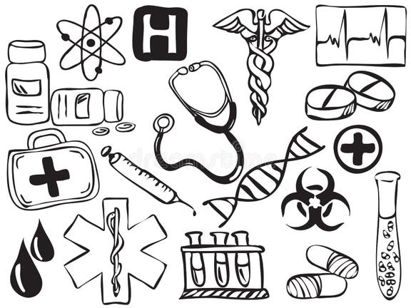 Medical icons drawing stock vector. Illustration of symbol - 22745437
