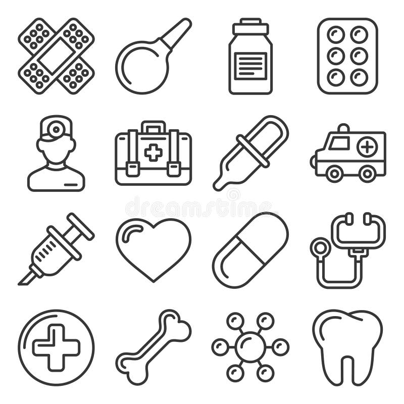 Medical Icons Set on White Background. Vector Stock Vector ...