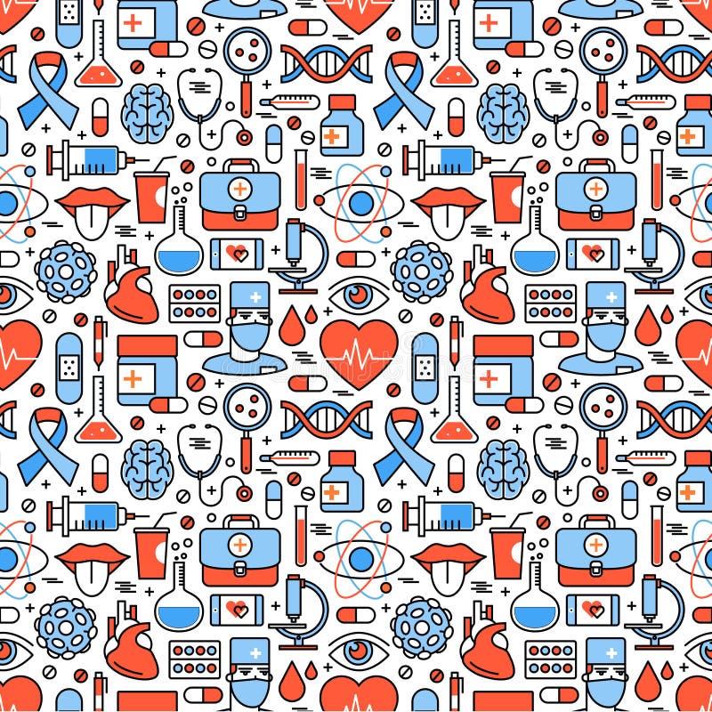 Medical Icons Square Seamless Pattern Stock Vector - Illustration of ...
