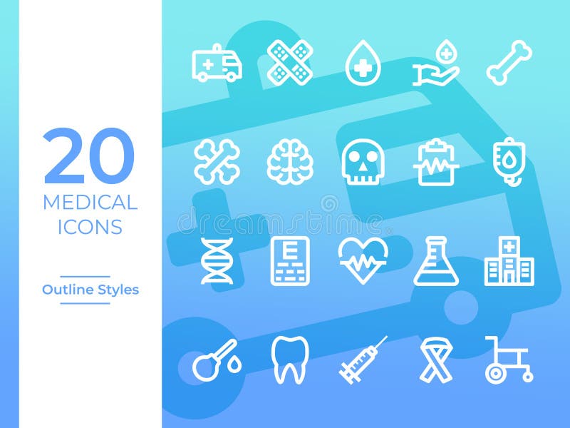 Medical Vector Icons, Medical Symbol. Outline Icons with Gradient ...