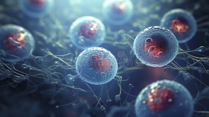 Medical Illustration of Cell Division Under a Microscope Stock ...