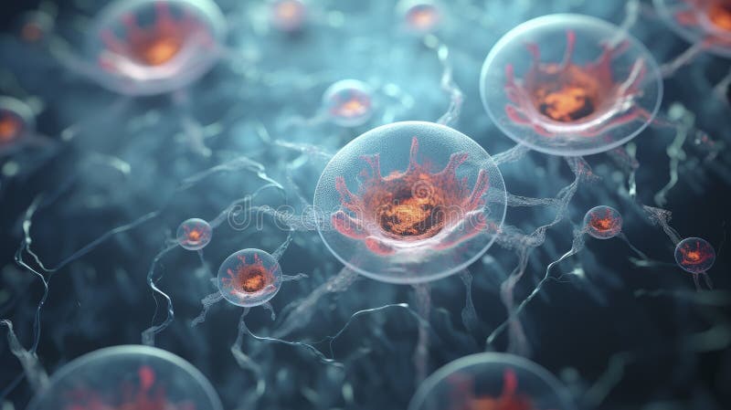 Medical Illustration of Cell Division Under a Microscope Stock ...