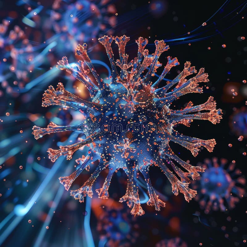 Medical Illustration: Glowing Virus Particles Stock Illustration ...