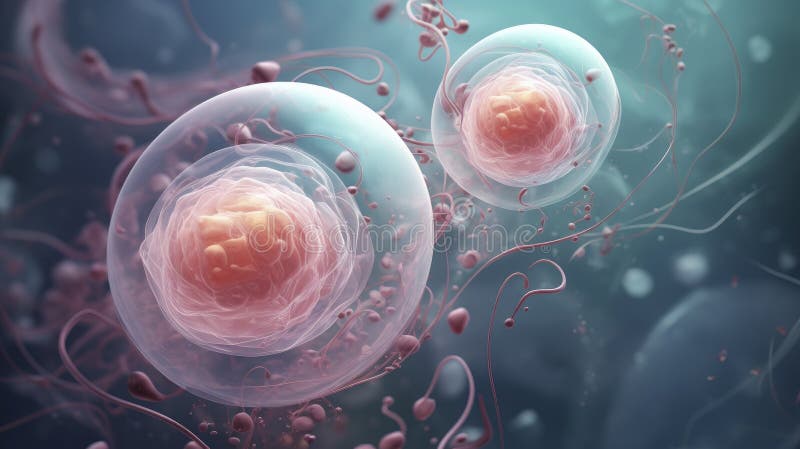 Medical Illustration of Two-cell Embryo Under a Microscope Stock ...