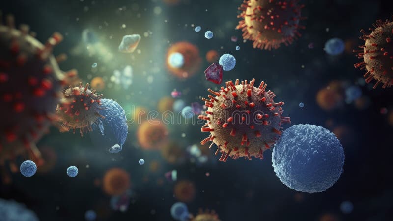 Medical Illustration of Viruses Microscopic View 3d Graphics Style ...