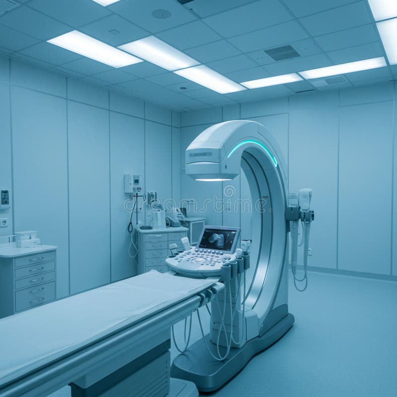 Medical Imaging Room Featuring an Advanced C-arm X-ray Machine with a ...
