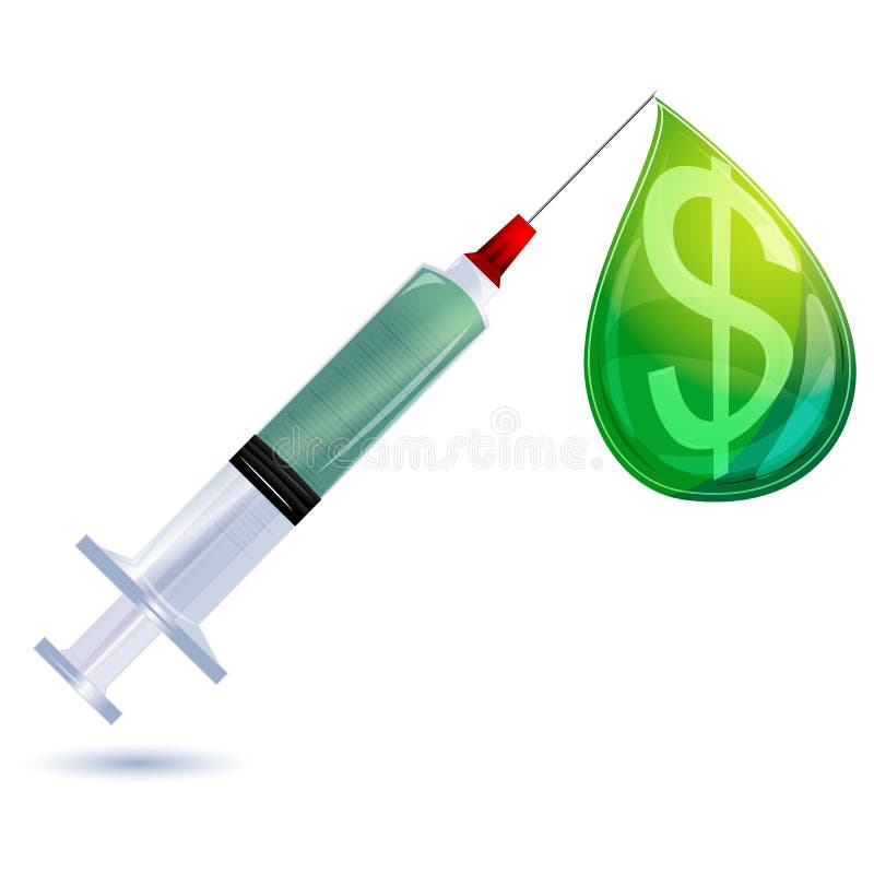Cash Syringe Injection Concept for Gold Dollar Stock Illustration ...