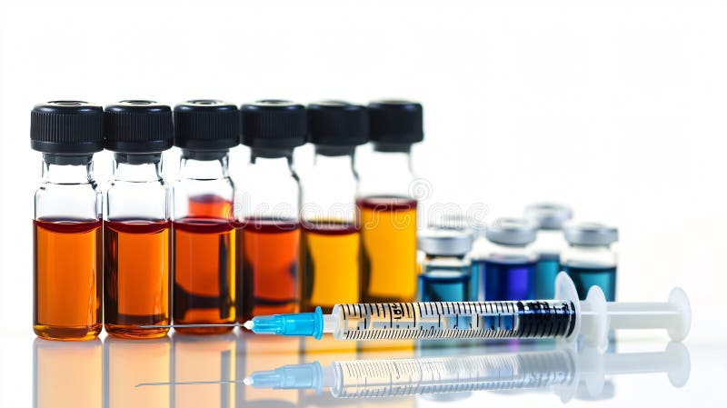 Medical Injection with Syringe on White Background Stock Photo - Image ...