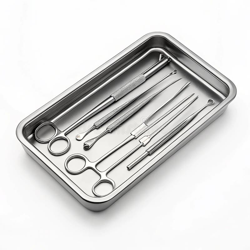 Medical Instrument Tray with Tools on White Background Stock ...