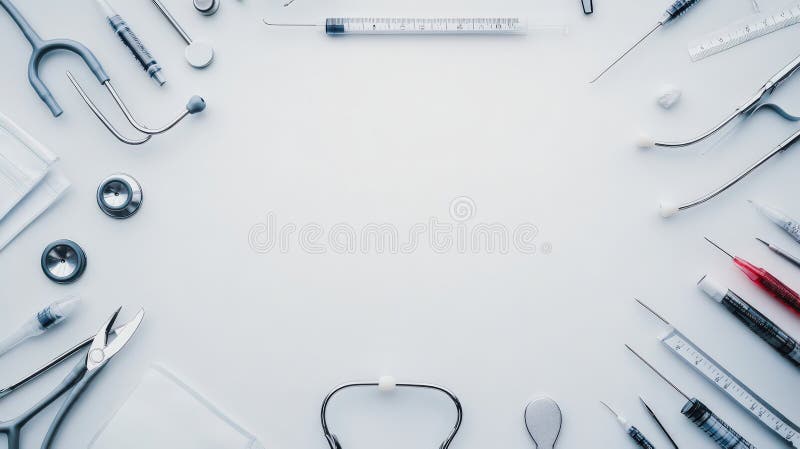 Medical Instruments Arranged on a White Background Stock Illustration ...
