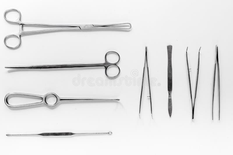 Medical Instruments for Plastic Surgery on White Backgrond Top View ...