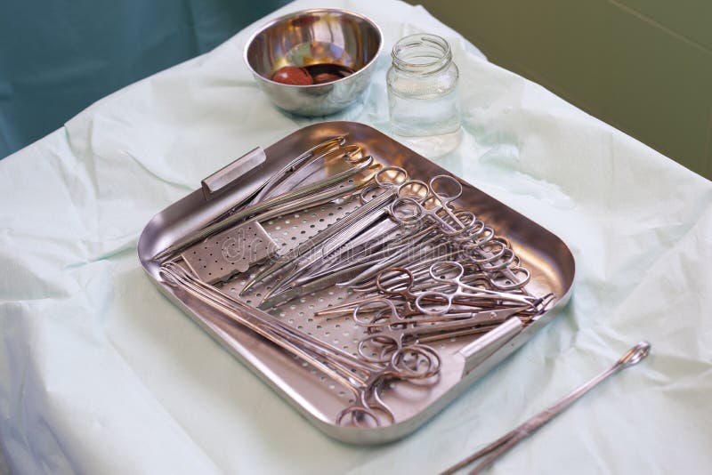 Medical Instruments In A Steel Tray Stock Image - Image of closeup ...