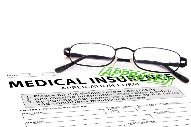Medical Insurance Application Form with Green Approved Stamp Stock ...