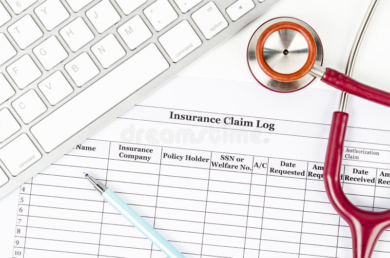 Medical Insurance Claim Log Form and Stethoscope Stock Image - Image of ...