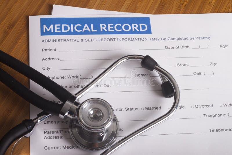 Medical Insurance Records, Pen and Stethoscope Stock Image - Image of ...