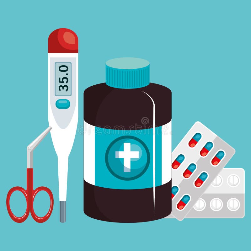 Medical kit elements icon stock vector. Illustration of medicine - 86759091