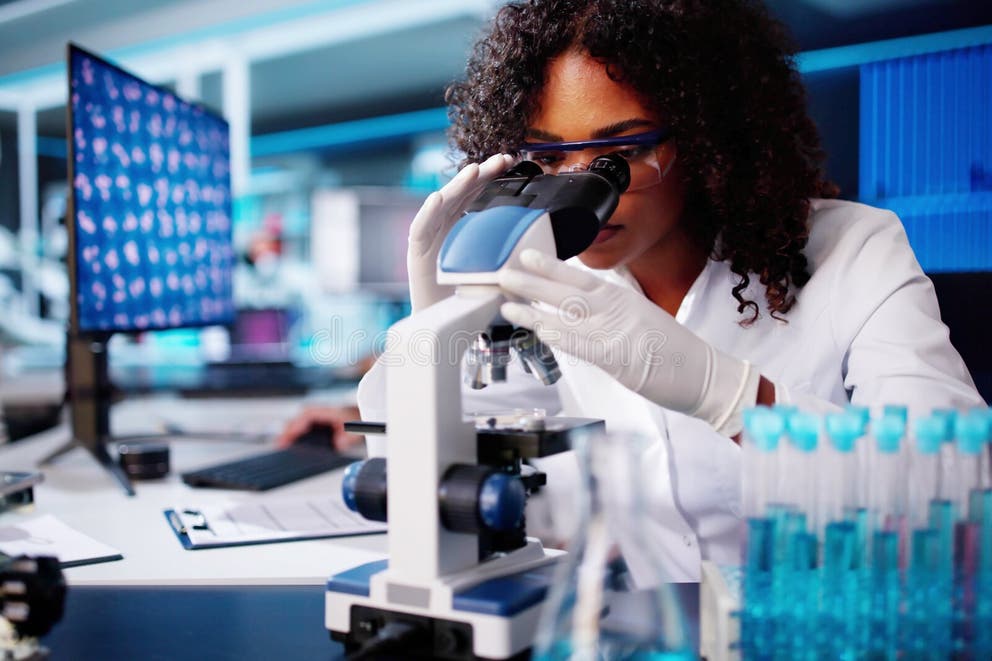 Medical Lab Scientist Woman Doing Research in Laboratory Stock Image - Image of mask, laboratory ...