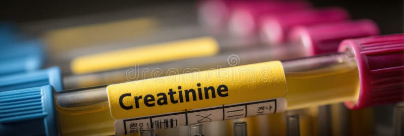 Test Tubes Labeled Creatinine in a Medical Lab Setting with a Focus on ...