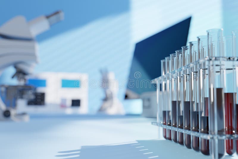 Medical Laboratory with Blood Samples in Test Tubes, Next To a ...