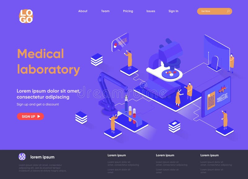Medical Laboratory Isometric Landing Page. Clinical Research Lab ...