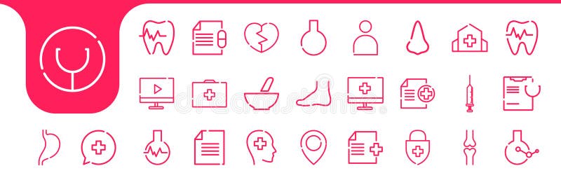 Medical Line Art Icon Set Design Vector Stock Vector - Illustration of ...