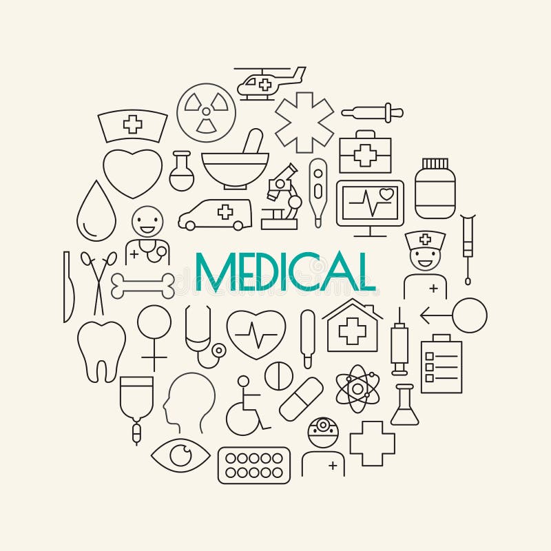 Medical line icons set stock vector. Illustration of medicine - 43876224