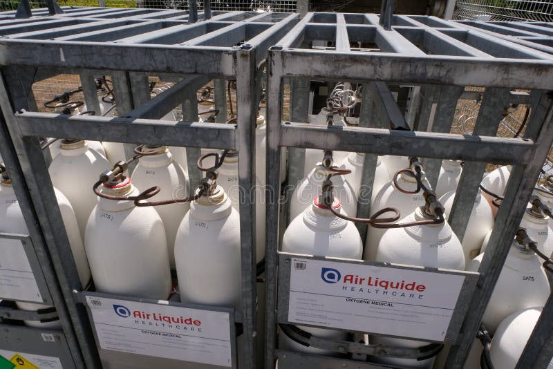 Medical Liquid Oxygen Cylinders Close Up Editorial Photography - Image ...