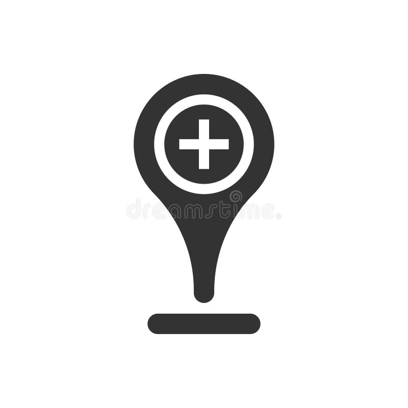 Medical Location Icon - Hospital Map Pin Icon Stock Vector ...