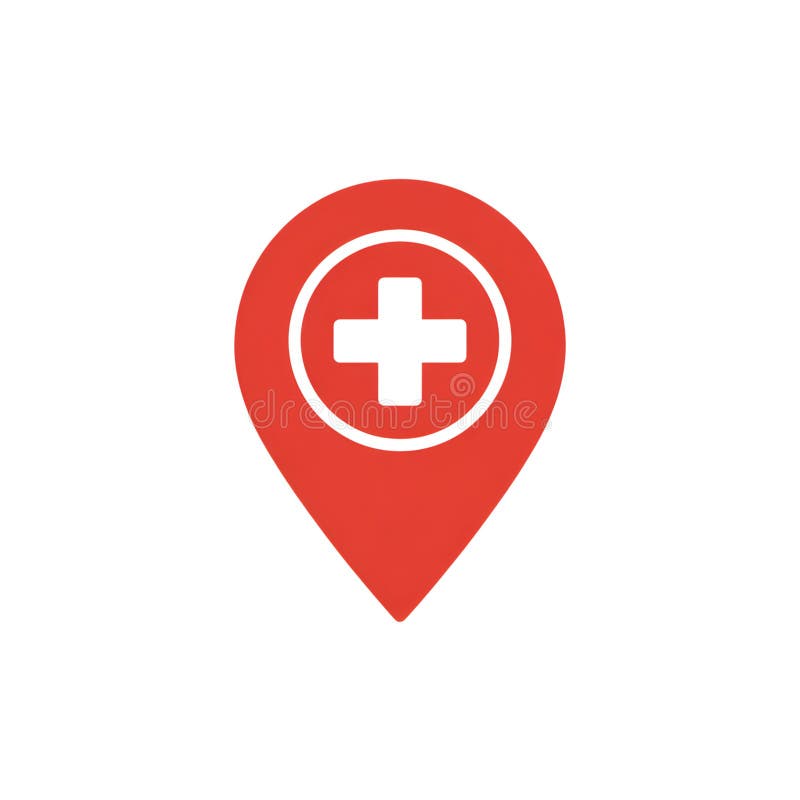 Red Medical Location Pin Icon Simple Healthcare Map Pointer Aid Plus ...