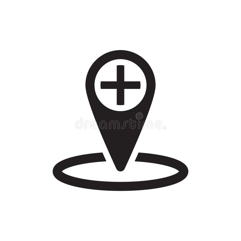 Medical Location Map Pin Icon - Hospital Location Map Pin Stock Vector ...