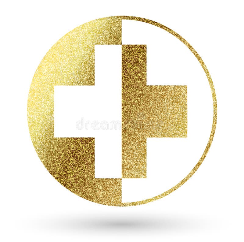 Medical logo in golden stock vector. Illustration of rounded - 86312137