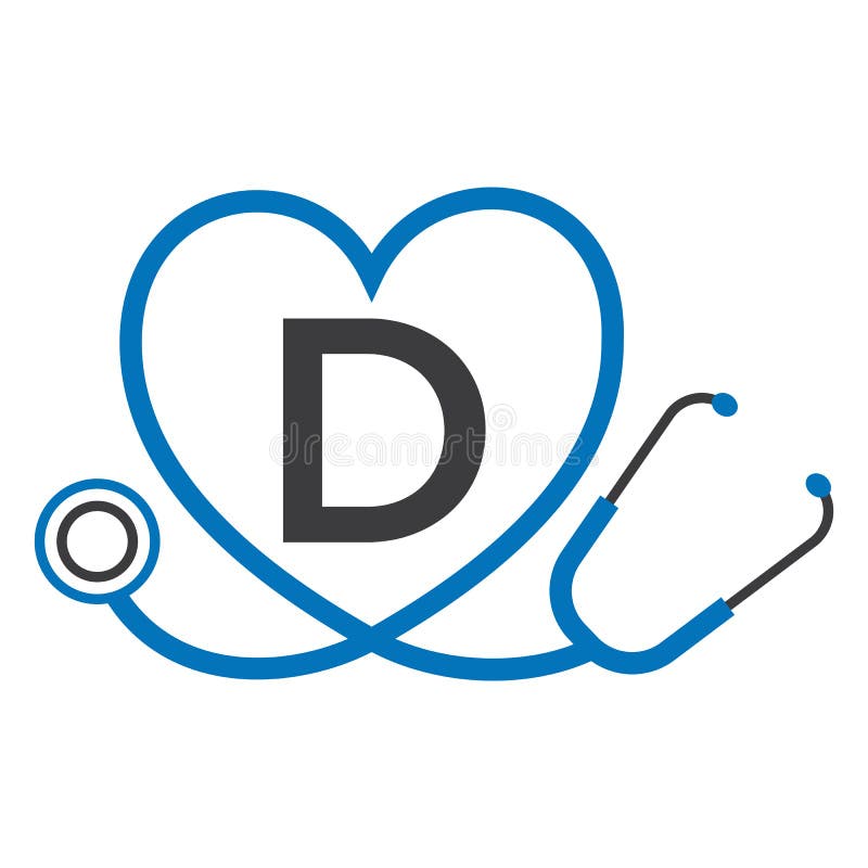 Medical Logo on Letter D Template. Doctors Logo with Stethoscope Sign ...