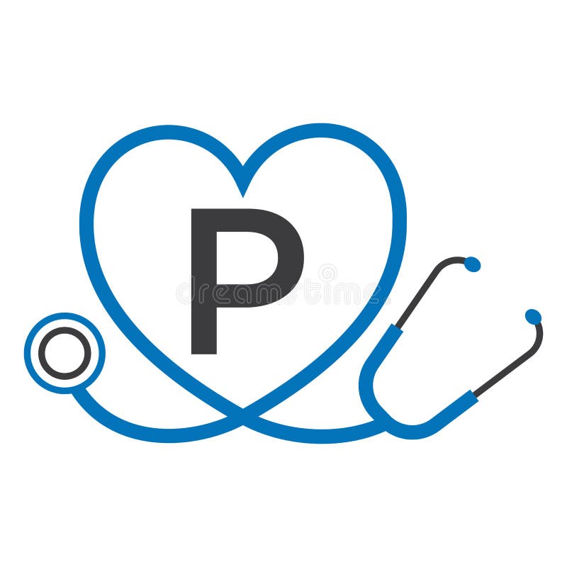 Medical Logo on Letter P Template. Doctors Logo with Stethoscope Sign ...