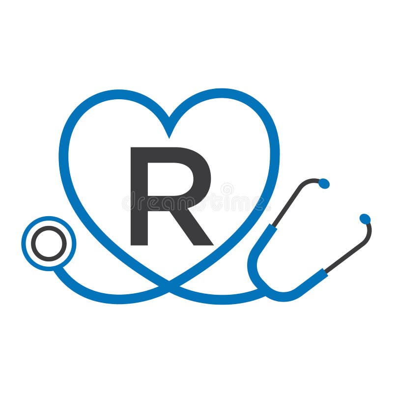Medical Logo on Letter R Template. Doctors Logo with Stethoscope Sign ...
