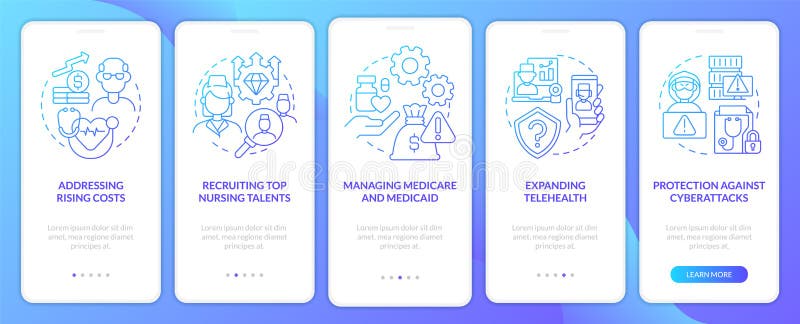 Medical Management Challenges Blue Gradient Onboarding Mobile App ...