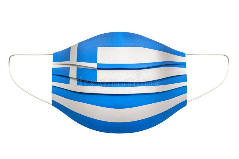Medical Mask with Greek Flag. 3D Rendering Stock Illustration ...