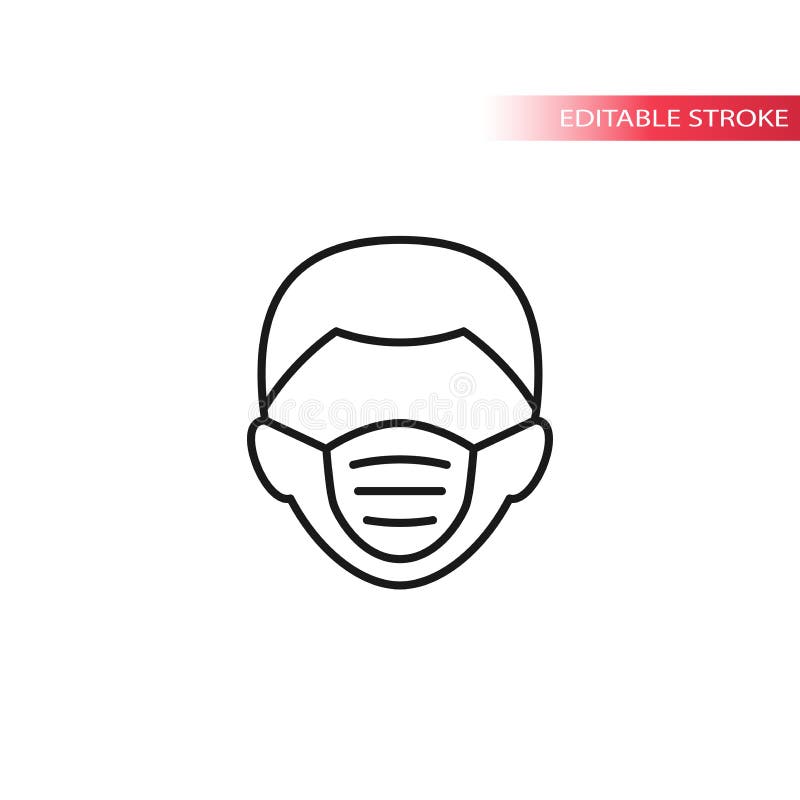 Medical Mask on Human Head Black Isolated Vector Icon. Stock Vector ...