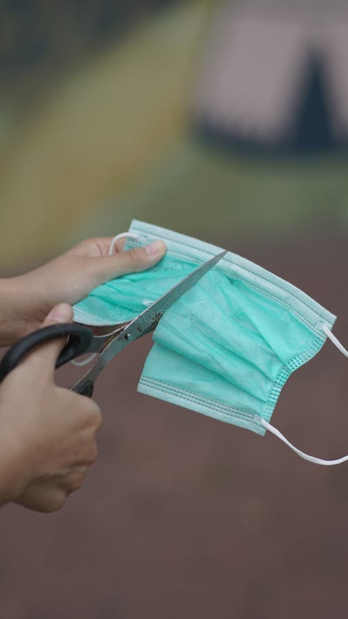 Medical mask scissors stock photo. Image of mask, safety - 210744850