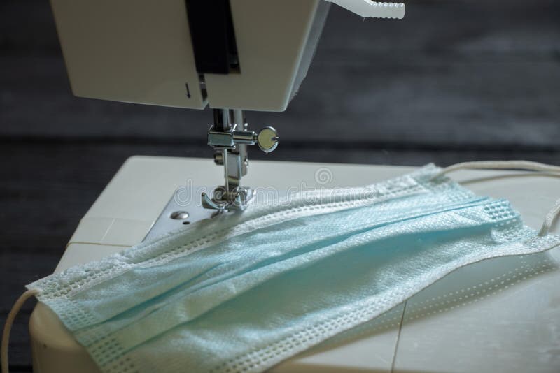 Medical Mask on a Sewing Machine on the Table at Home, Medical Mask ...