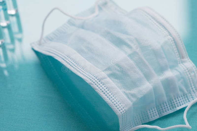 Close-up of a Medical Mask on a Table in a Hospital Stock Photo - Image ...