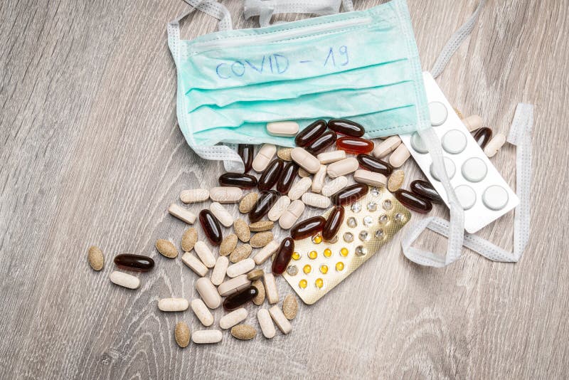 Medical Mask and Tablets for Corona Protection Stock Photo - Image of ...