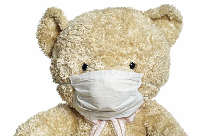 Teddy bear with mask stock image. Image of little, childhood - 13674631