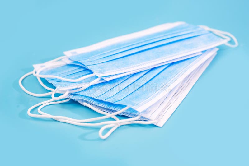 Medical Masks on Blue Background Stock Photo - Image of care, doctor ...