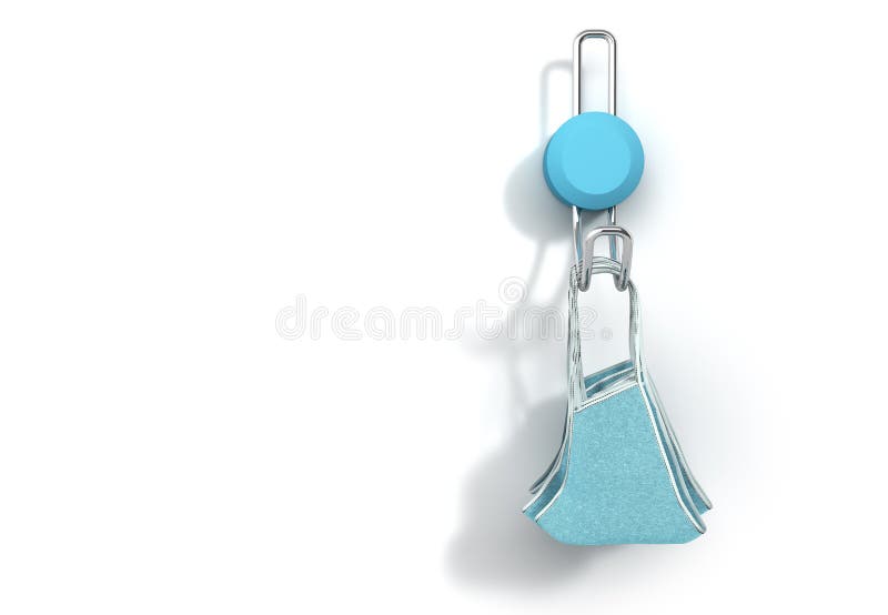 Medical Masks Hang on Wall Hook 3d Render on White Stock Illustration ...
