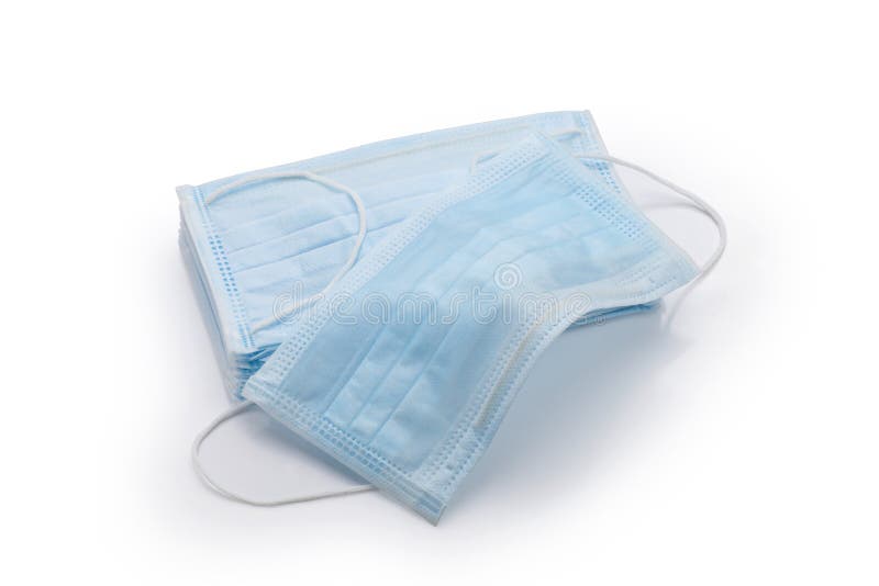 PPE Blue Gloves and a Mask on White Background Stock Image - Image of ...